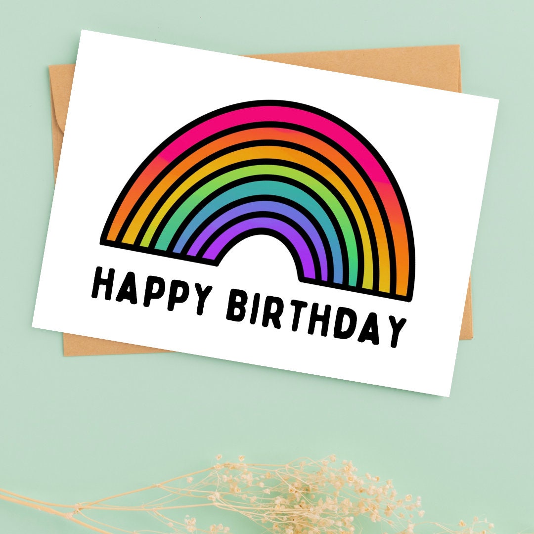 Rainbow Birthday Card - Etsy