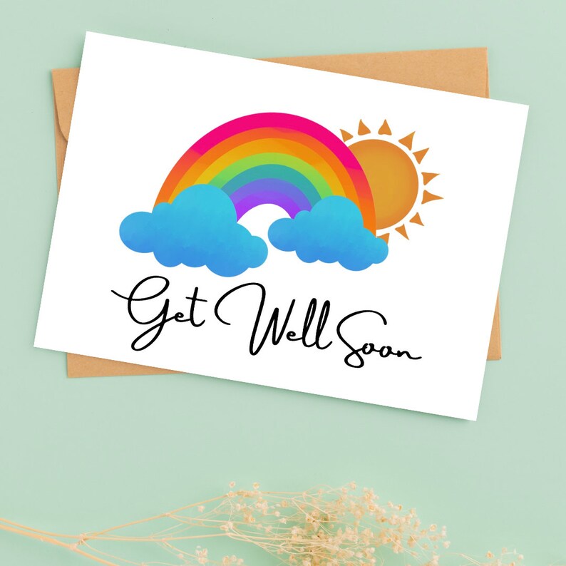 Rainbow Get Well Soon Card - Etsy