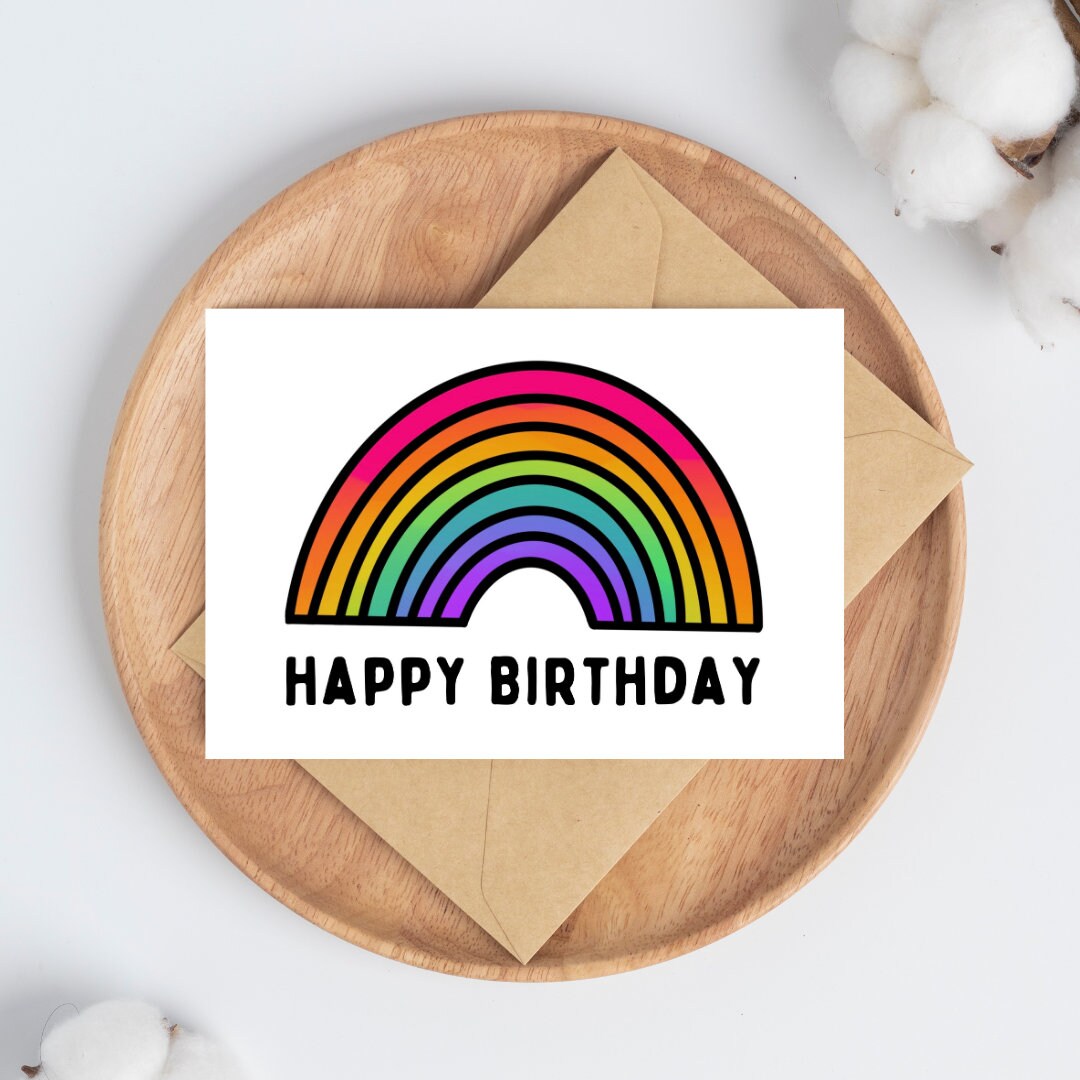 Rainbow Birthday Card - Etsy