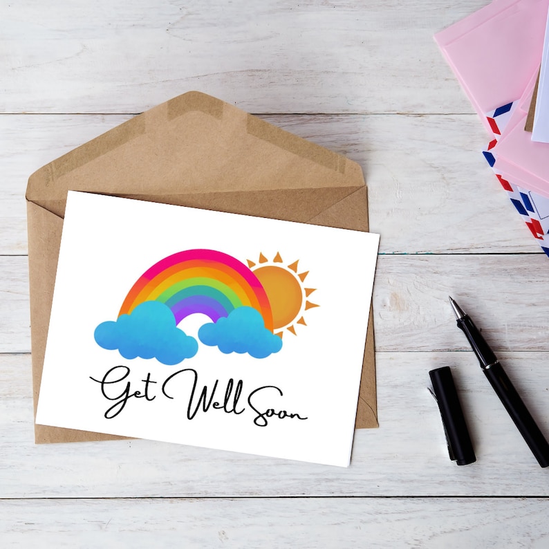 Rainbow Get Well Soon Card - Etsy