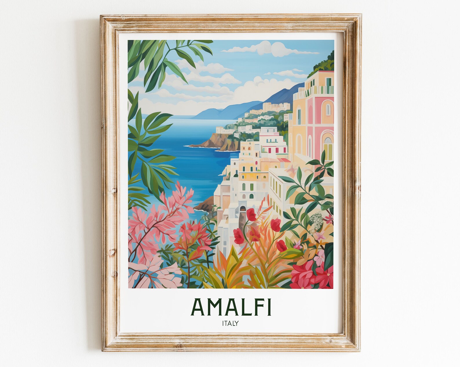 Amalfi Coast Travel Poster Italy Print Maximal Decor Mid Century Modern ...