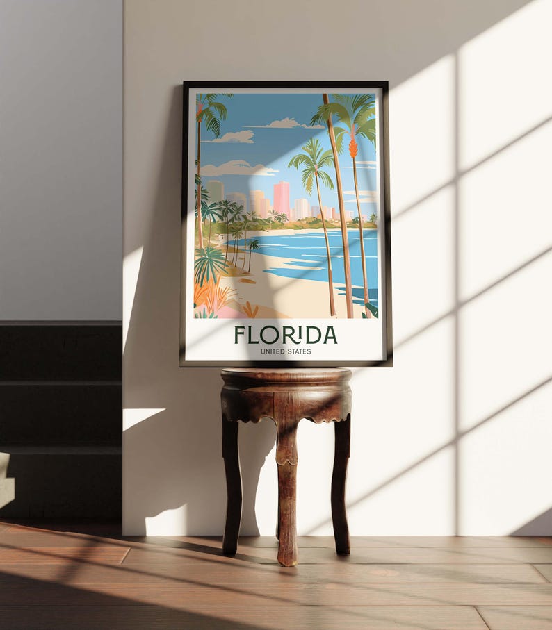 Florida Travel Poster, Retro US City Print (digital Download) - Etsy