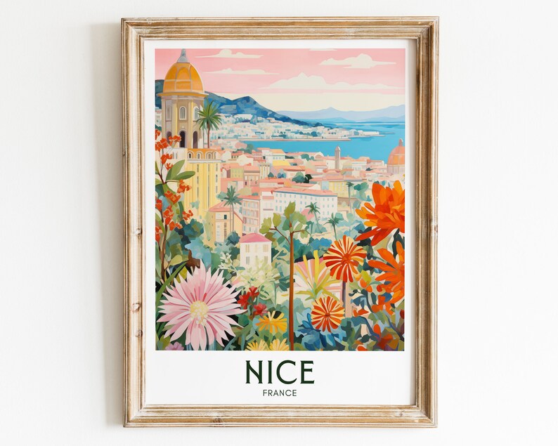 Nice Travel Poster France Digital Print Retro Wall Art - Etsy
