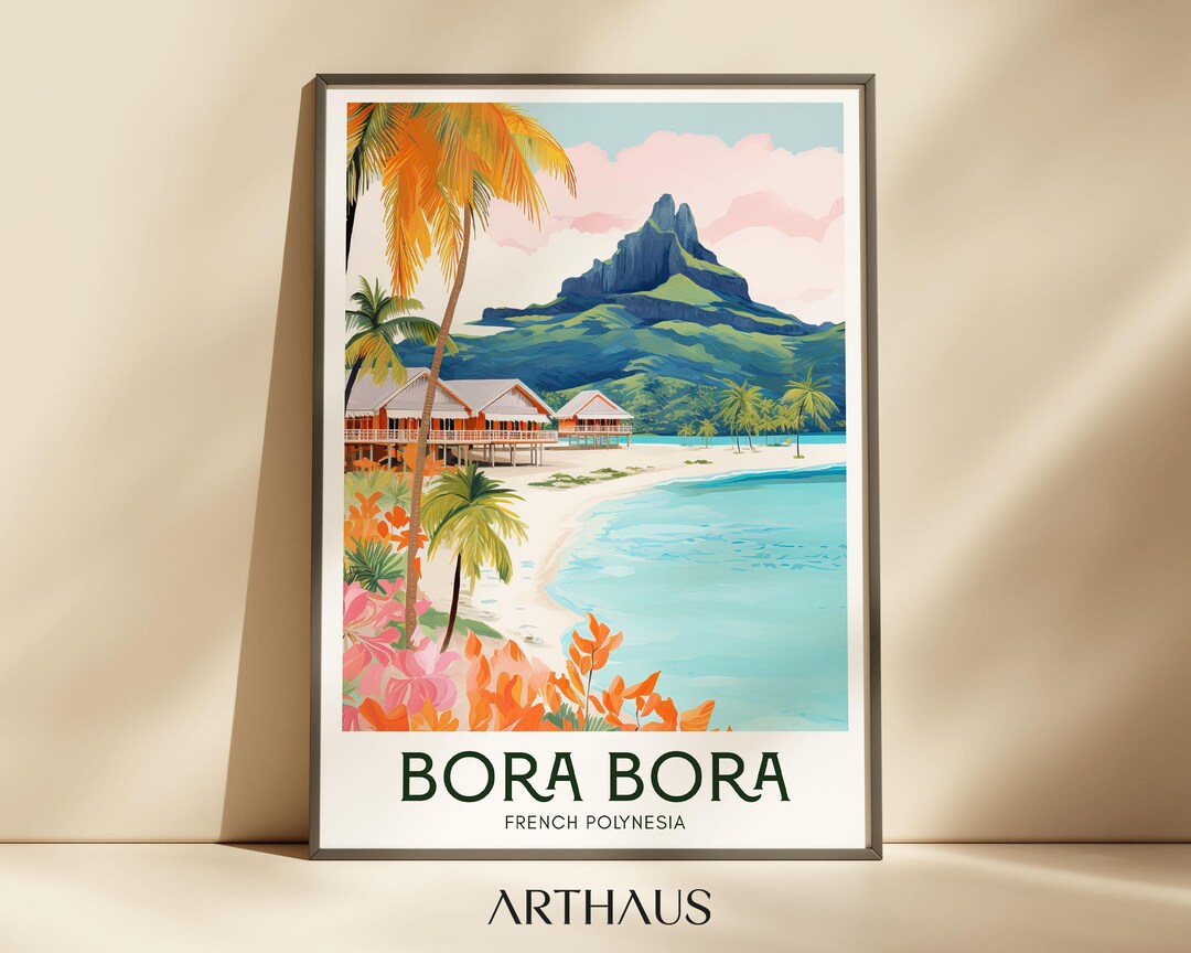 Bora Bora Vintage Travel Poster, French Polynesia Art (digital Download ...