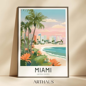 Miami Travel Poster United States Art Maximal Decor Mid Century Modern ...