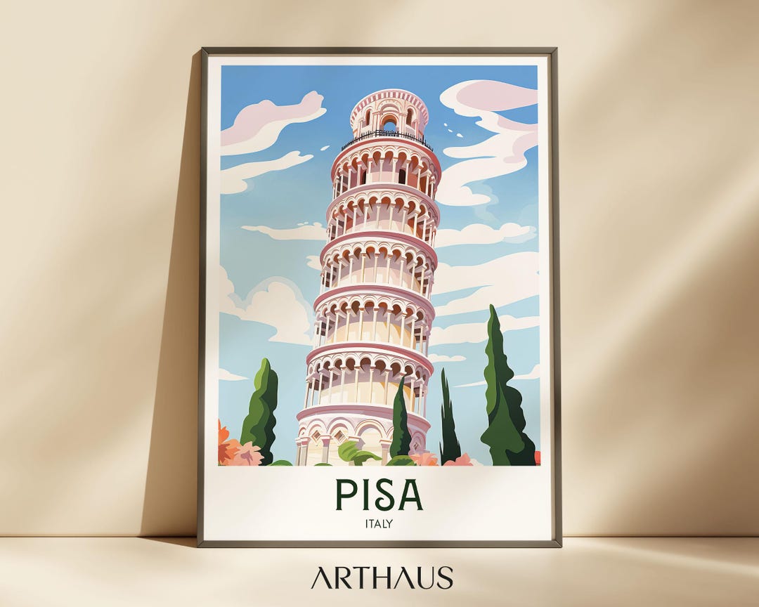Pisa Travel Poster Italy Poster Colorful Art Vintage Wall Decor Trendy ...