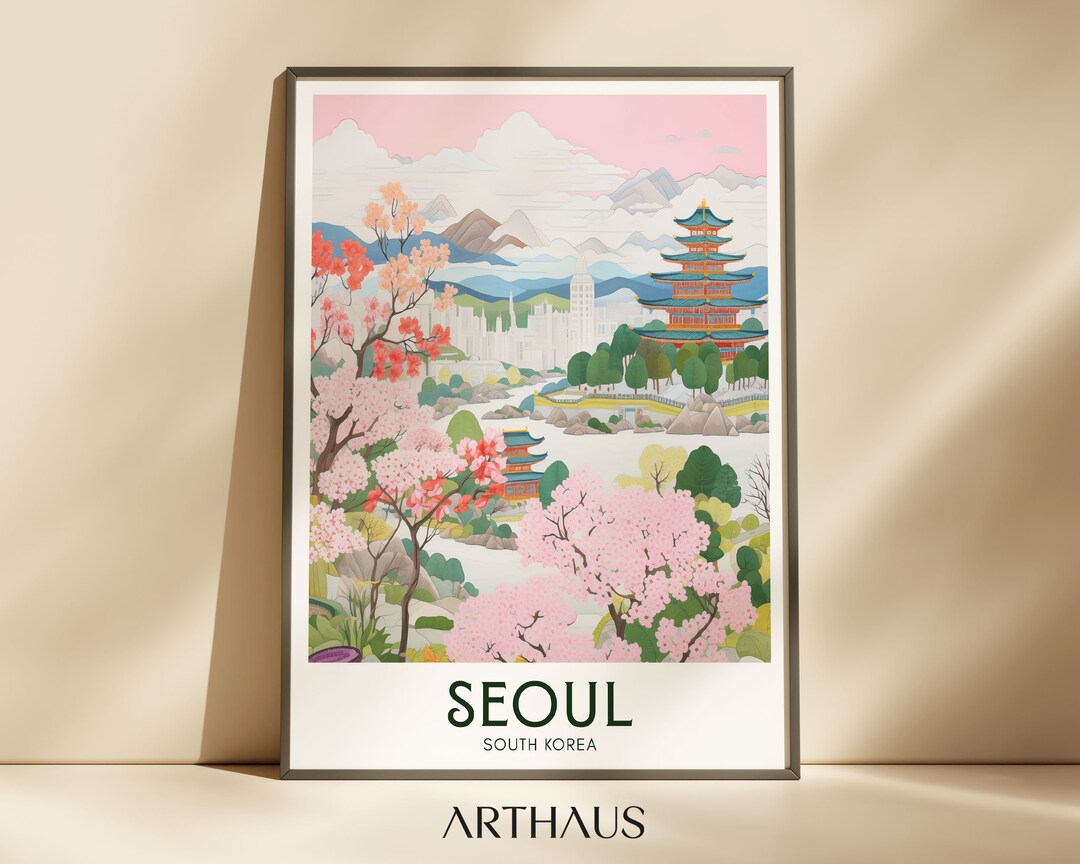 Seoul Travel Poster Korea Wall Art Asia Travel Gifts Printable Art ...