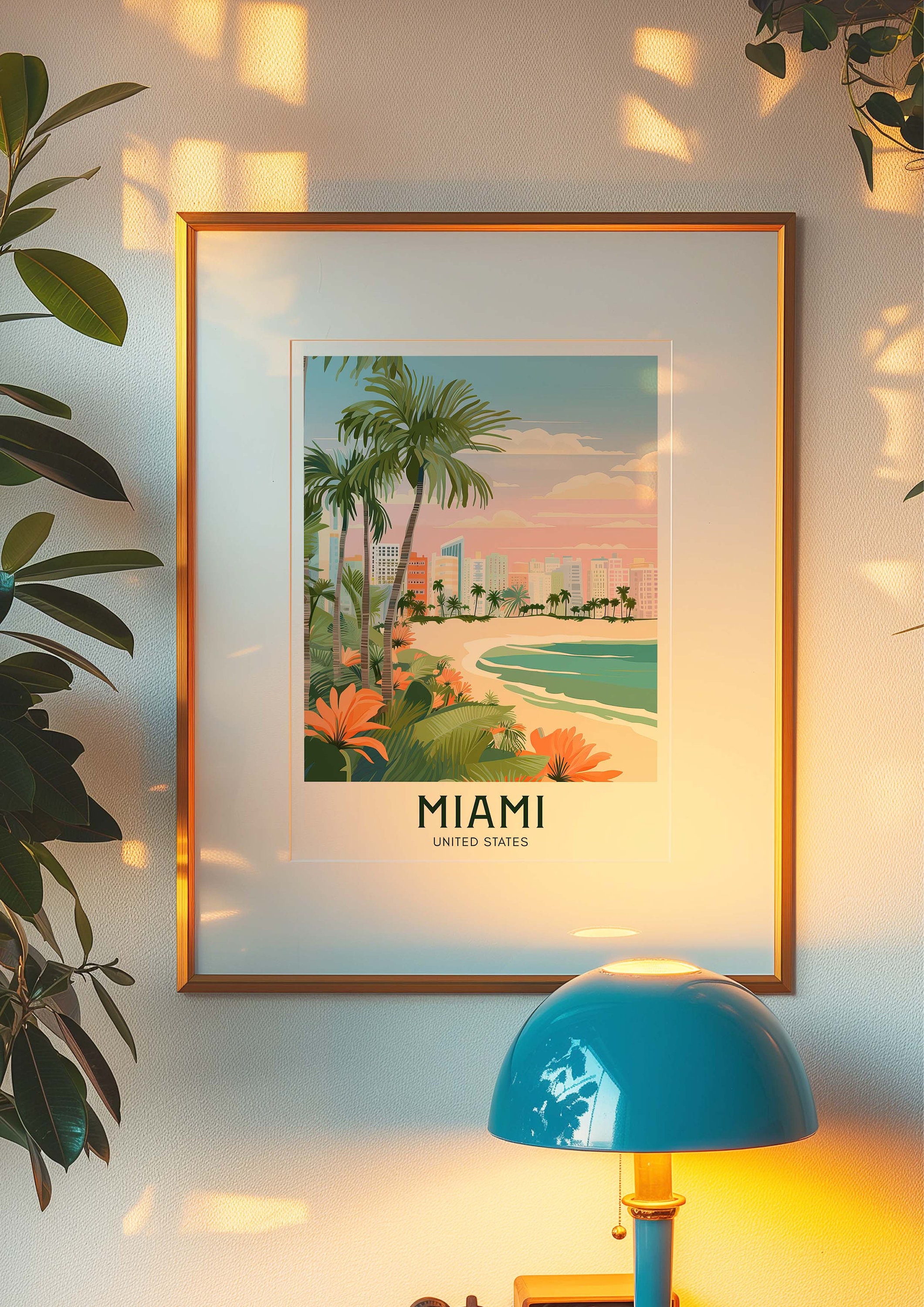 Miami Travel Poster United States Art Maximal Decor Mid Century Modern ...