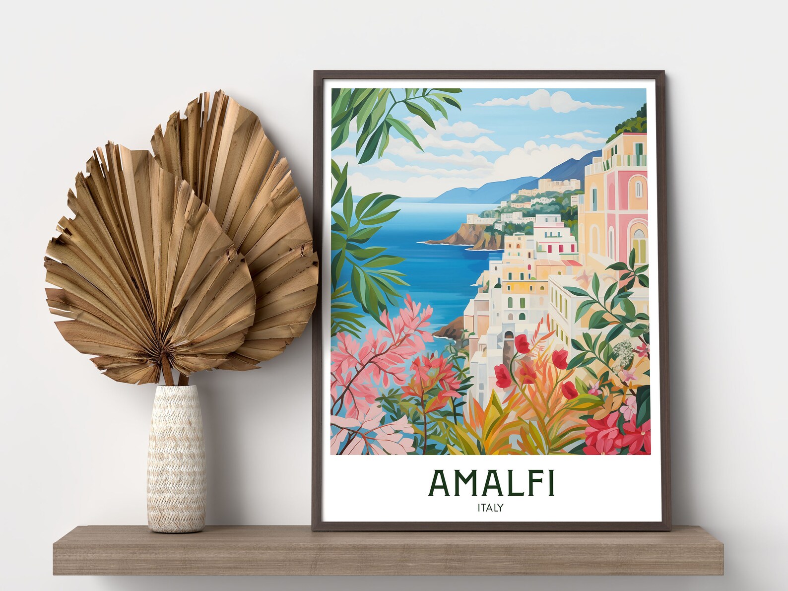 Amalfi Coast Travel Poster Italy Print Maximal Decor Mid Century Modern ...