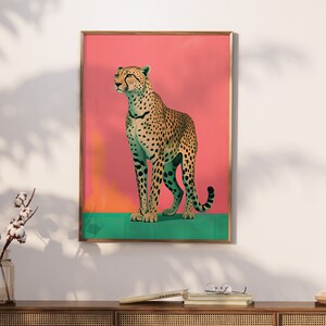 Printable Cheetah Wall Art, Pink Leopard Art Print, Boho Home Decor ...