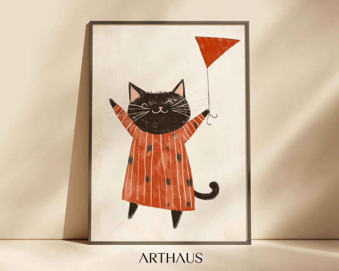 Nursery Cat Wall Art Kids Room Decor Cute Cat Printable Boho Toddler ...