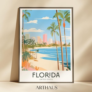 Florida Travel Poster Holiday Print Retro US Cities Wall Art Baltimore ...