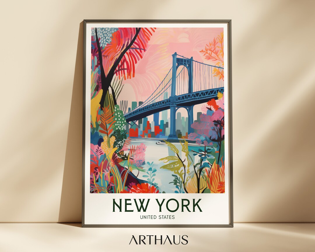 New York Cityscape Print, Colorful Travel Poster (digital Download) - Etsy