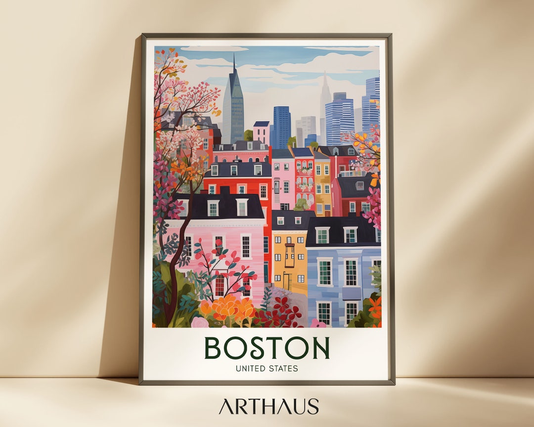 Boston Travel Poster United States Art Maximal Decor Mid Century Modern ...