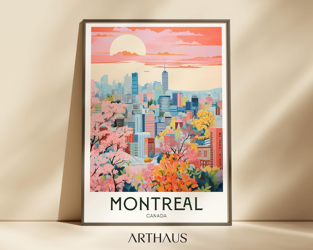 Montreal Travel Poster Canada Digital Print Retro Wall Art Maximalist ...