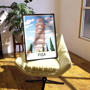 Pisa Travel Poster Italy Poster Colorful Art Vintage Wall Decor Trendy ...