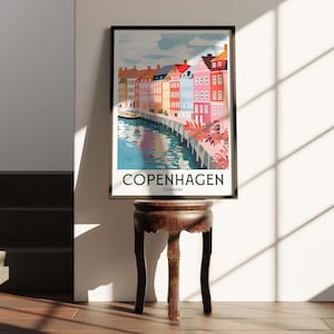 Copenhagen Travel Poster Denmark Digital Print Retro Wall Art ...