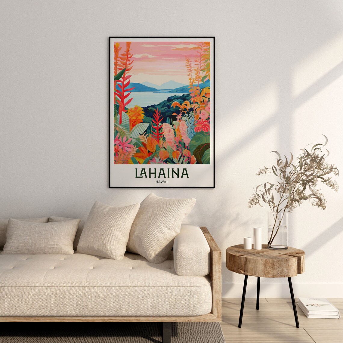 Lahaina Maui Travel Poster Retro Wall Art Maximalist Decor Mid Century ...