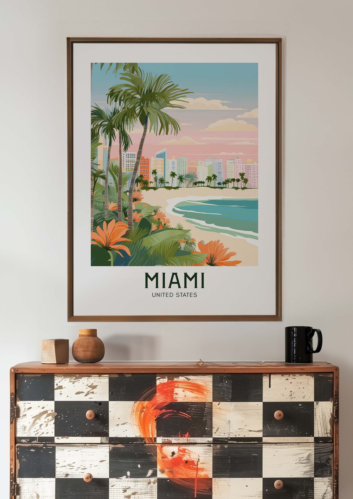 Miami Travel Poster United States Art Maximal Decor Mid Century Modern ...