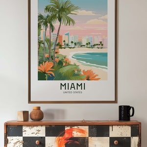 Miami Travel Poster United States Art Maximal Decor Mid Century Modern ...