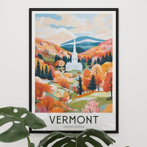 Vermont Travel Poster United States Art Maximal Decor Mid Century ...