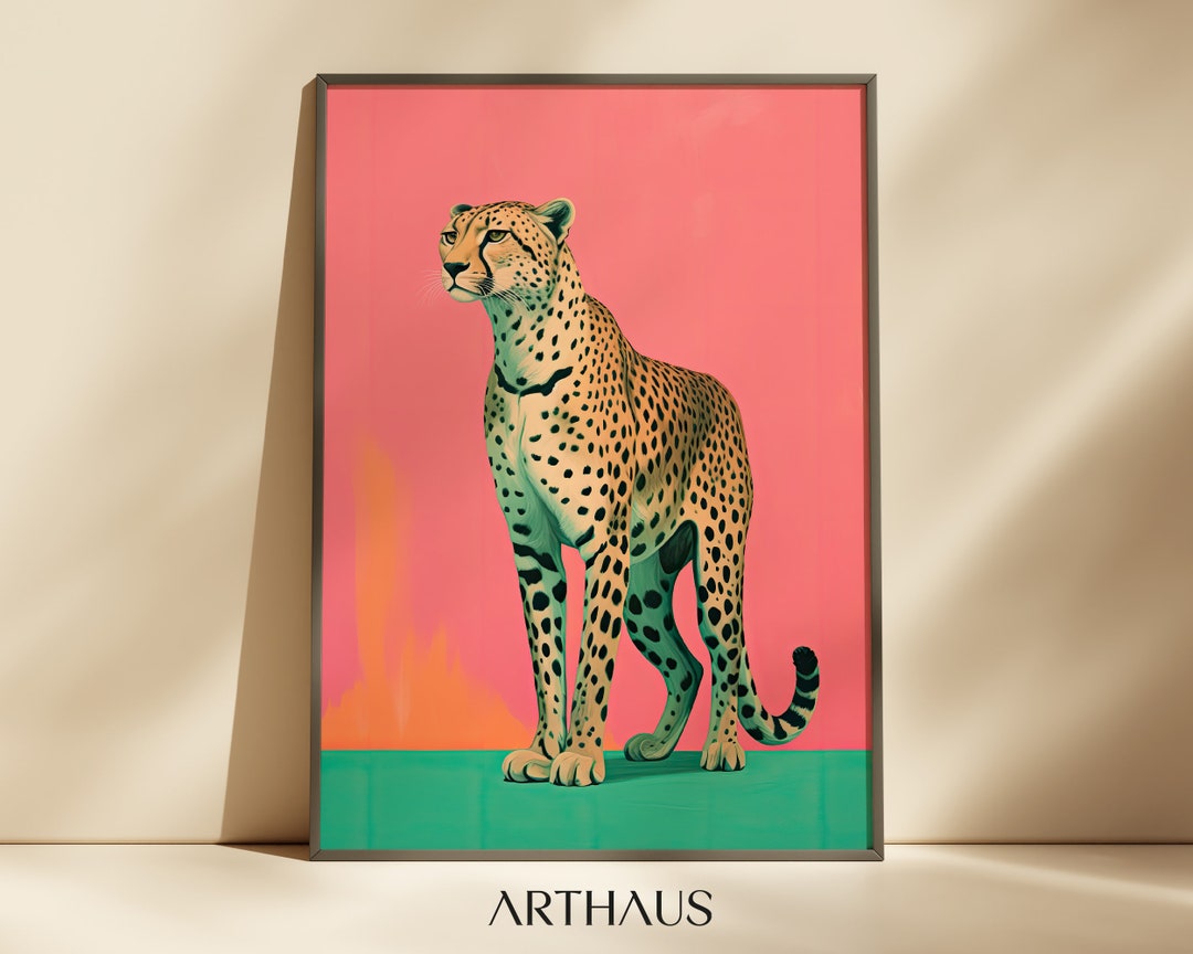 Printable Cheetah Wall Art, Pink Leopard Art Print, Boho Home Decor ...