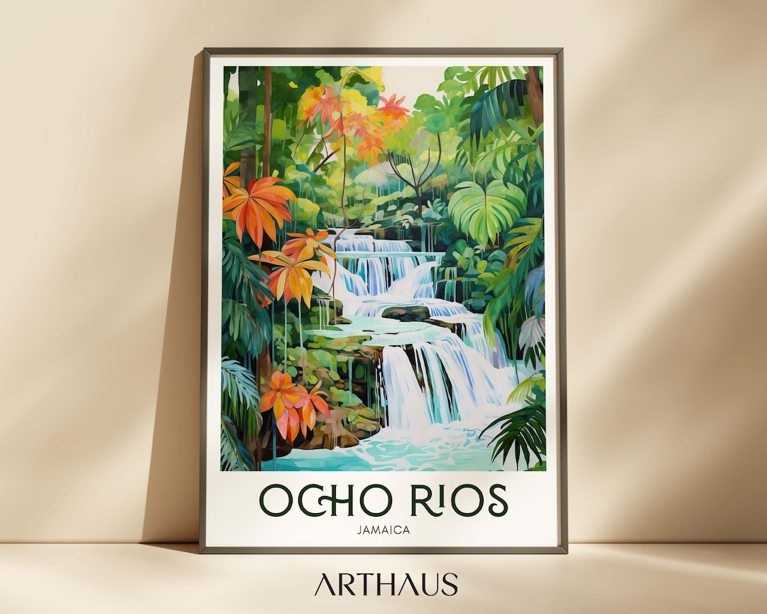 Ocho Rios Jamaica Travel Poster, Vintage Caribbean Wall Art (digital ...