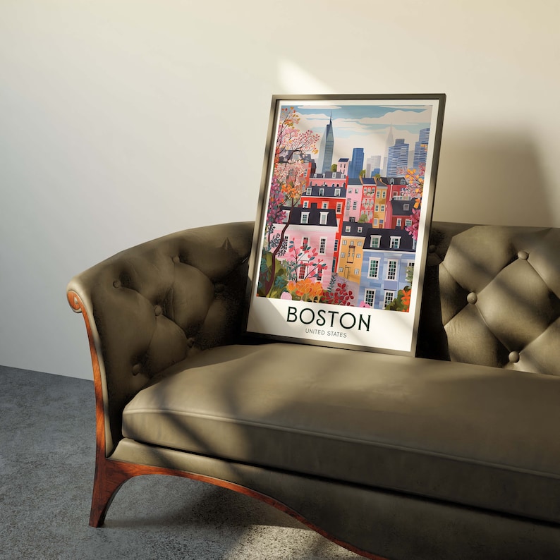 Boston Travel Poster, Mid Century Modern Wall Art (digital Download) - Etsy
