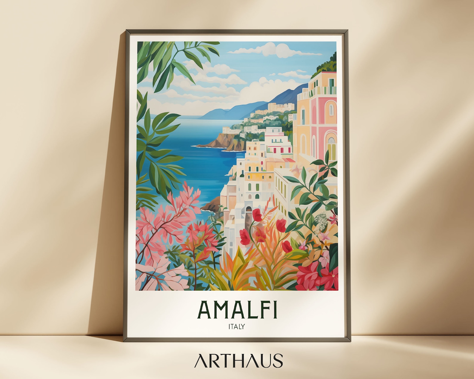 Amalfi Coast Travel Poster Italy Print Maximal Decor Mid Century Modern ...