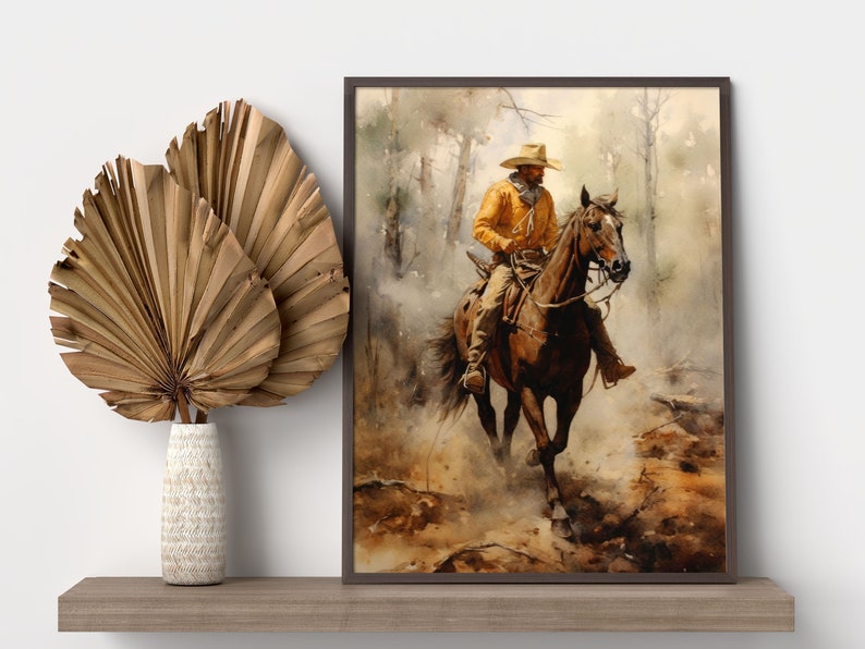 Vintage Cowboy Painting, Western Wall Art (digital Download) - Etsy