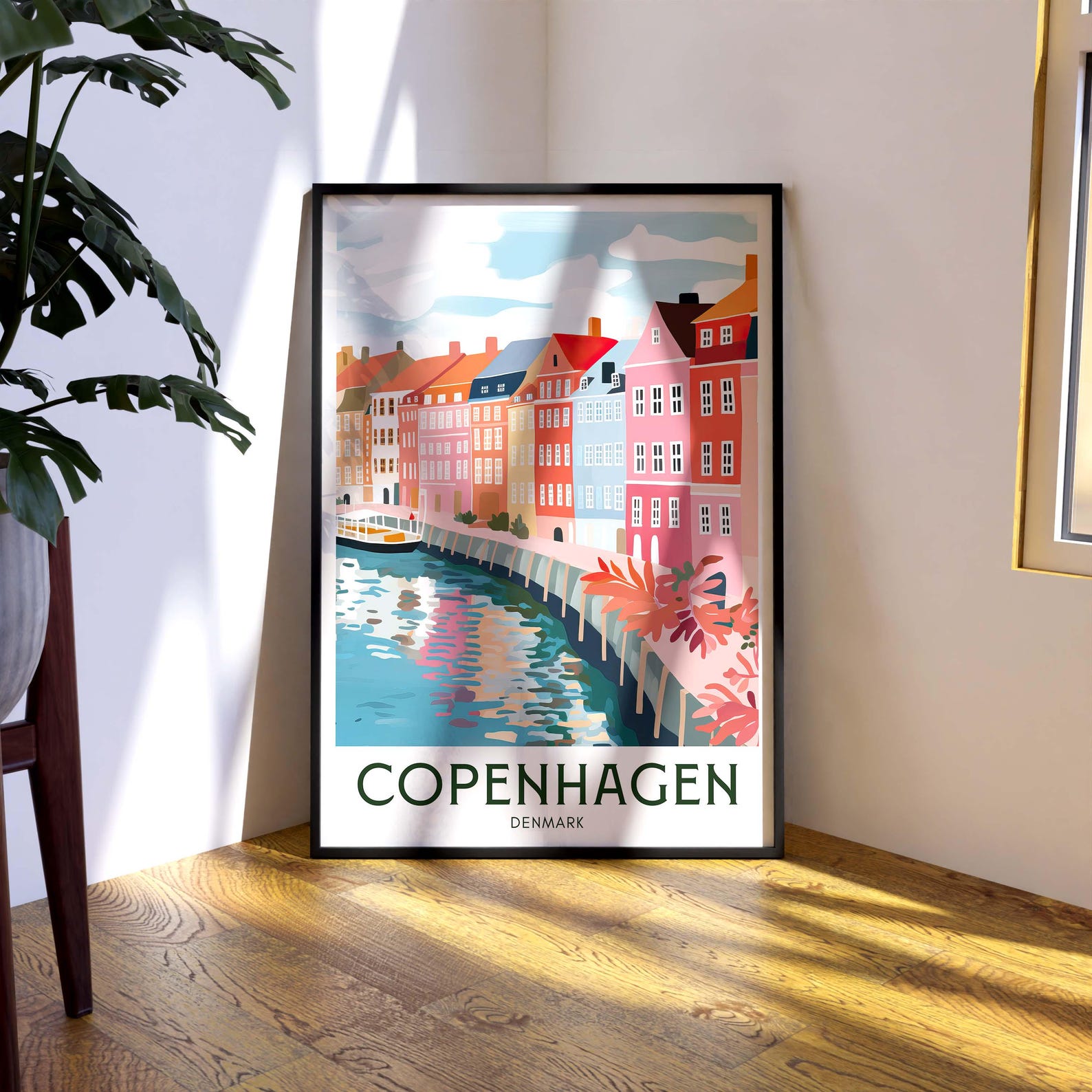 Copenhagen Travel Poster Denmark Digital Print Retro Wall Art ...