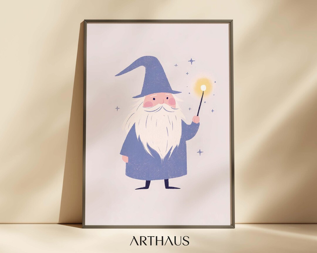 Kids Mage Wall Art Kids Room Decor Cute Wizard Printable Boho Toddler ...