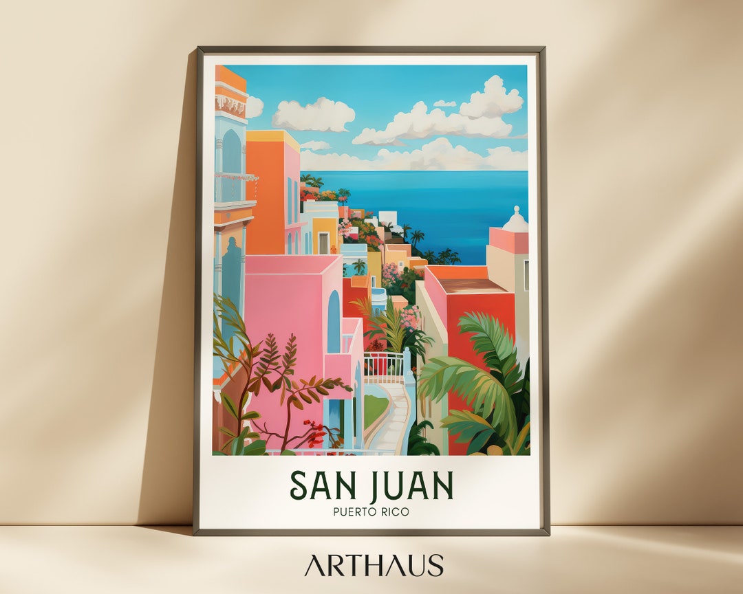 Puerto Rico Travel Poster San Juan Wall Art Mid Century Modern Wall Art ...