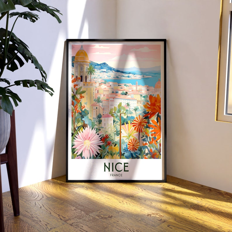 Nice Travel Poster France Digital Print Retro Wall Art - Etsy