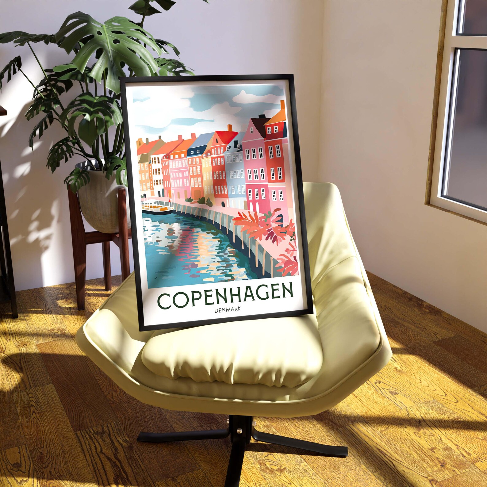Copenhagen Travel Poster Denmark Digital Print Retro Wall Art ...