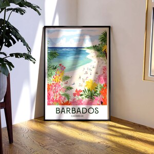 Barbados Travel Poster, Vintage Caribbean Beach Art (digital Download ...