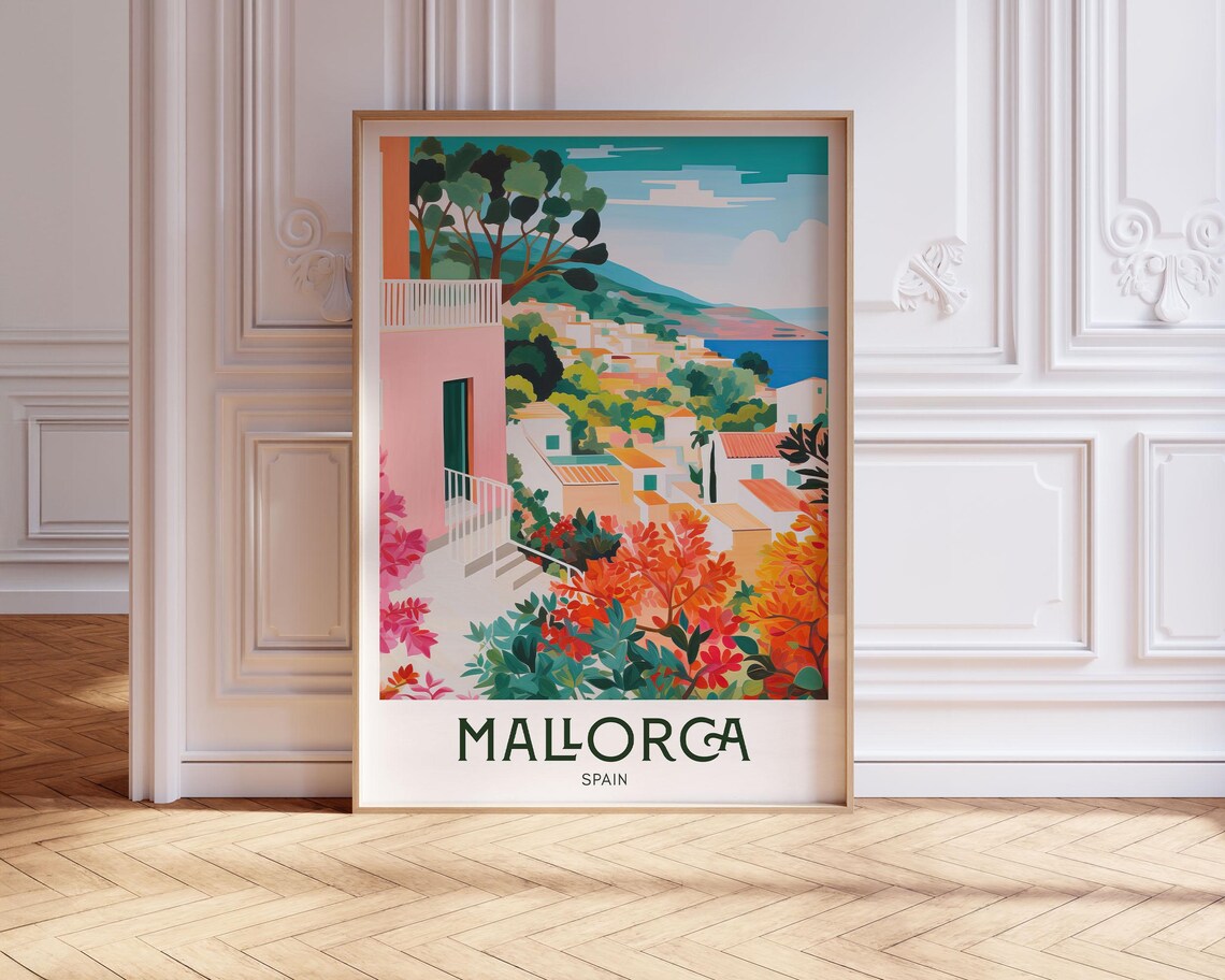 Mallorca Travel Poster Spain Print Maximal Decor Mid Century Modern ...