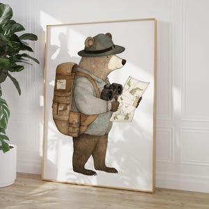 Nursery Bear Wall Art Kids Room Decor Cute Bear Printable Brown Bear ...