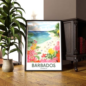 Barbados Travel Poster, Vintage Caribbean Beach Art (digital Download ...