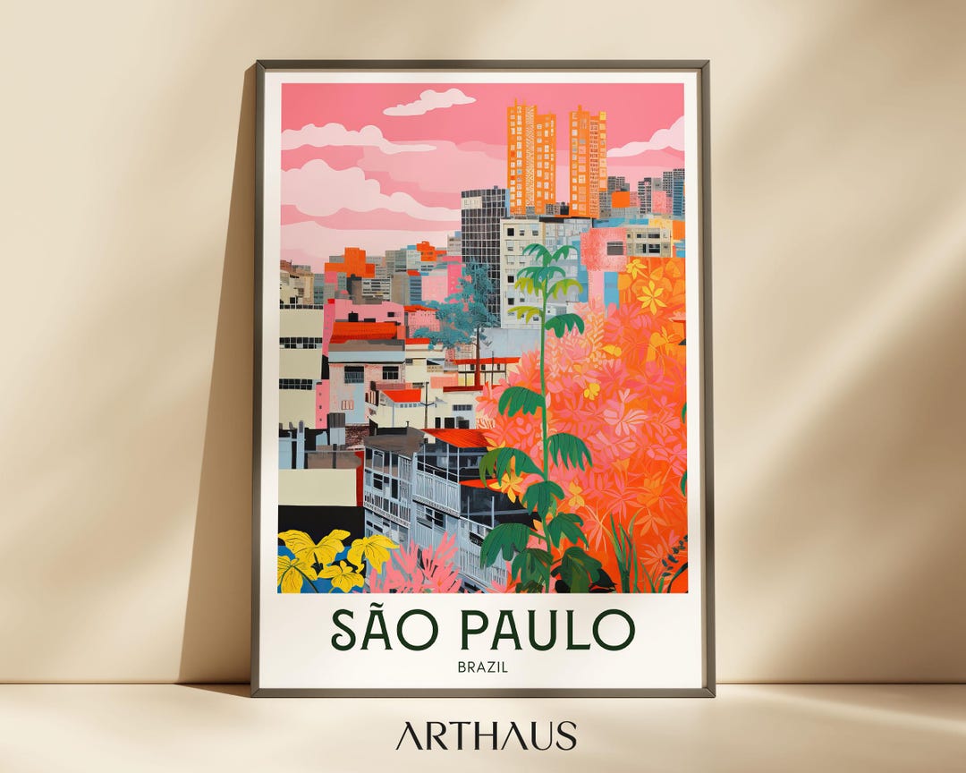 São Paulo Travel Poster Brazil Wall Art South America Travel Gifts ...
