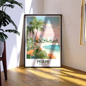 Miami Travel Poster United States Art Maximal Decor Mid Century Modern ...