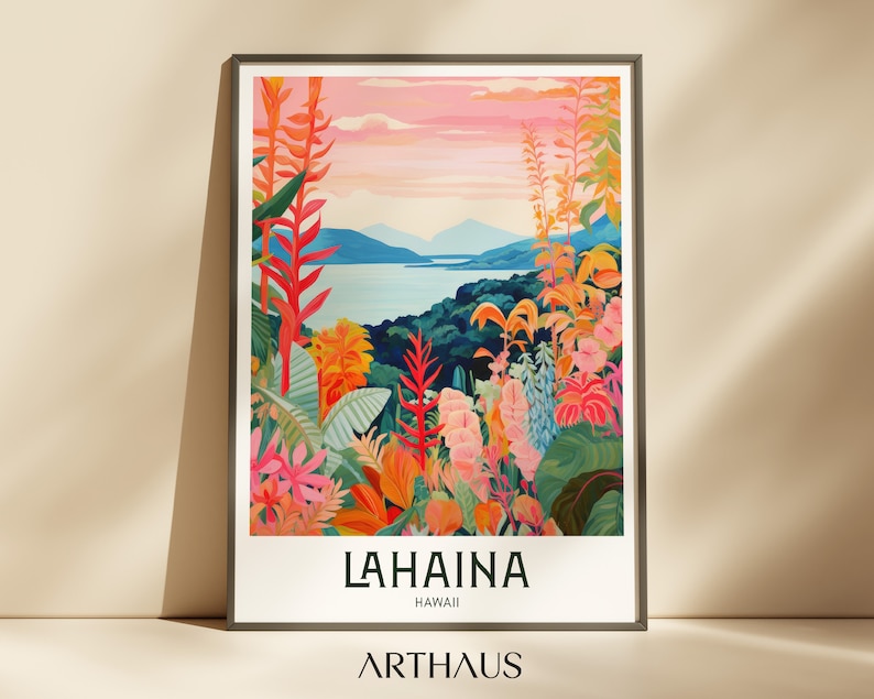 Lahaina Maui Art Print, Retro Hawaiian Travel Poster (digital Download ...