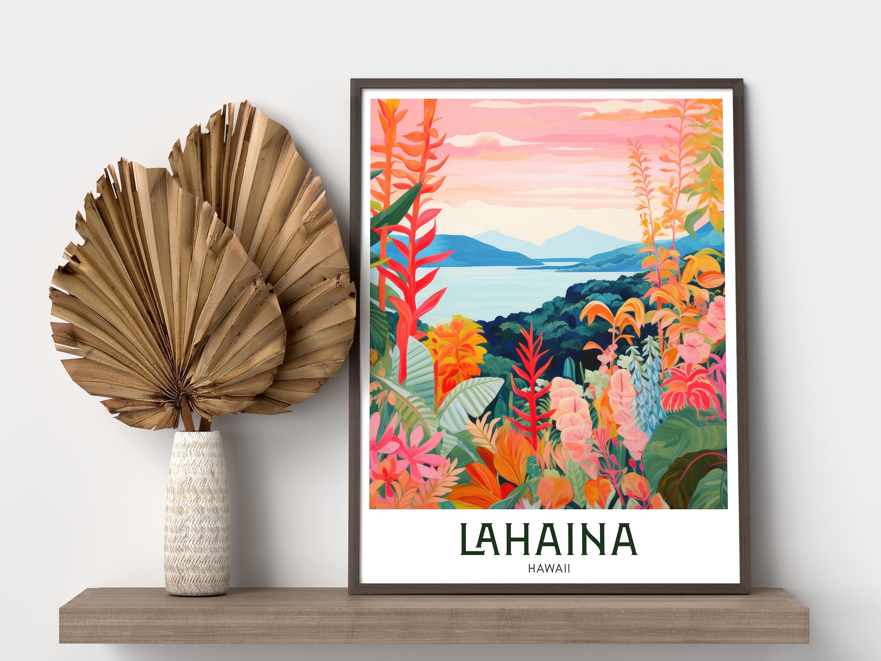 Lahaina Maui Art Print, Retro Hawaiian Travel Poster (digital Download ...