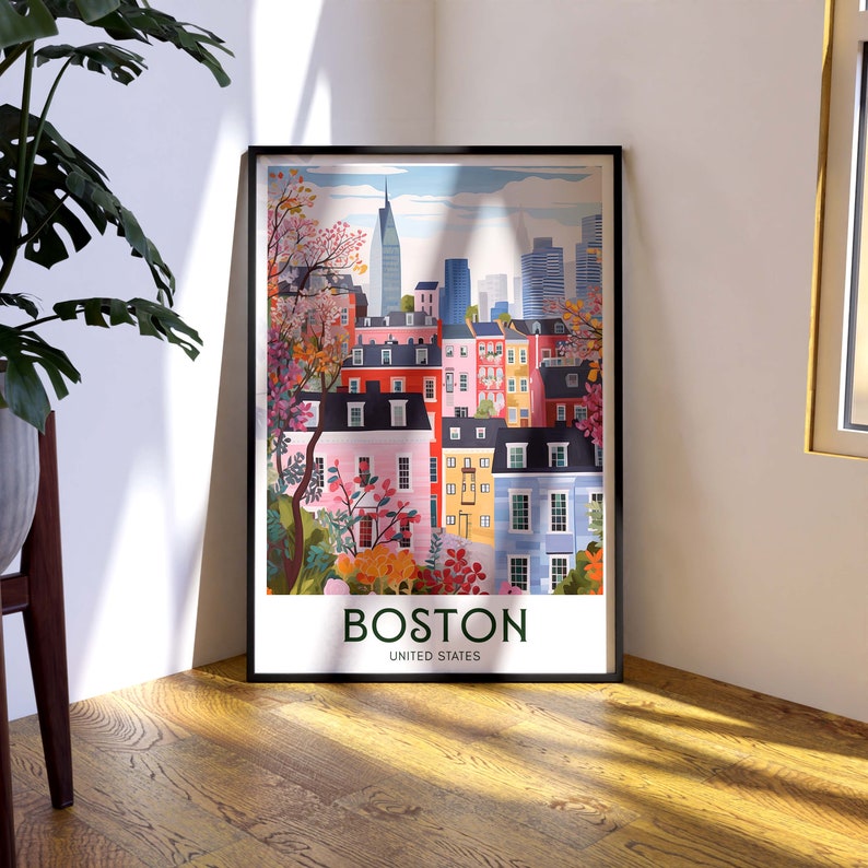 Boston Travel Poster United States Art Maximal Decor Mid Century Modern ...