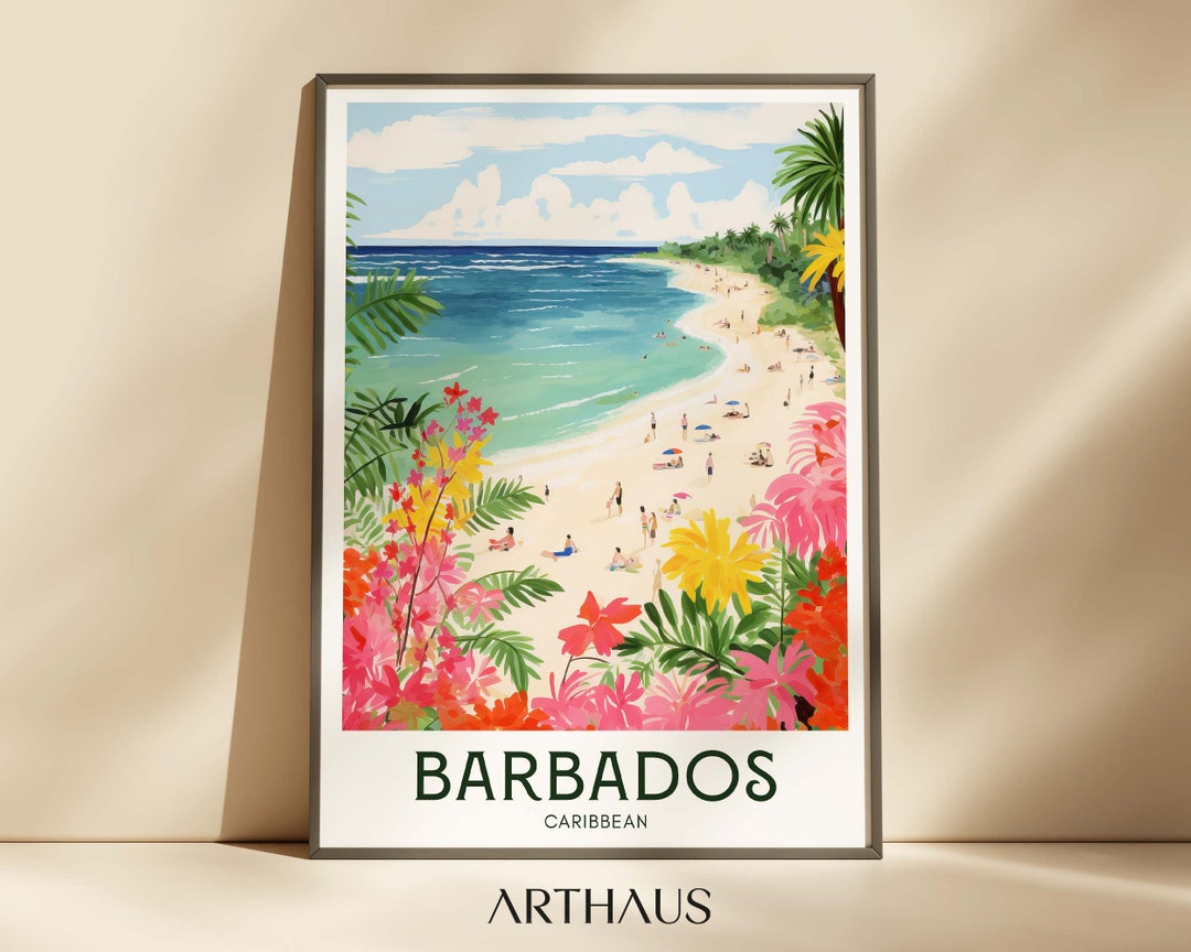 Barbados Travel Poster Barbados Wall Art Caribbean Travel Gifts ...