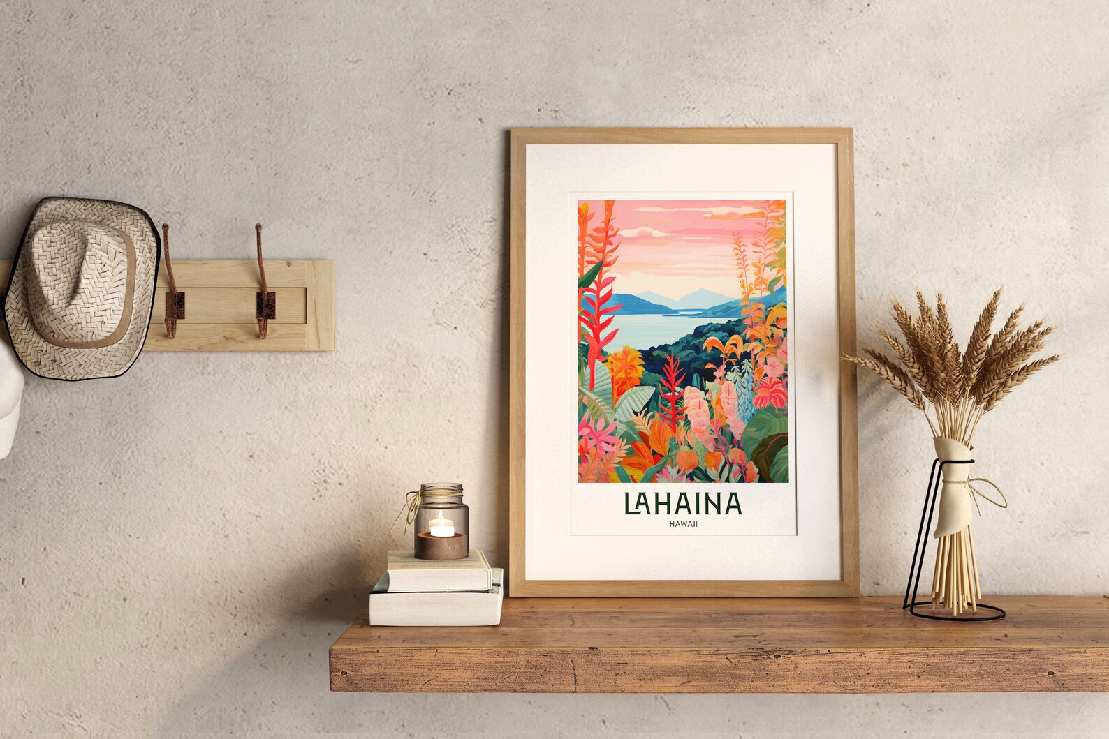 Lahaina Maui Travel Poster Retro Wall Art Maximalist Decor Mid Century ...