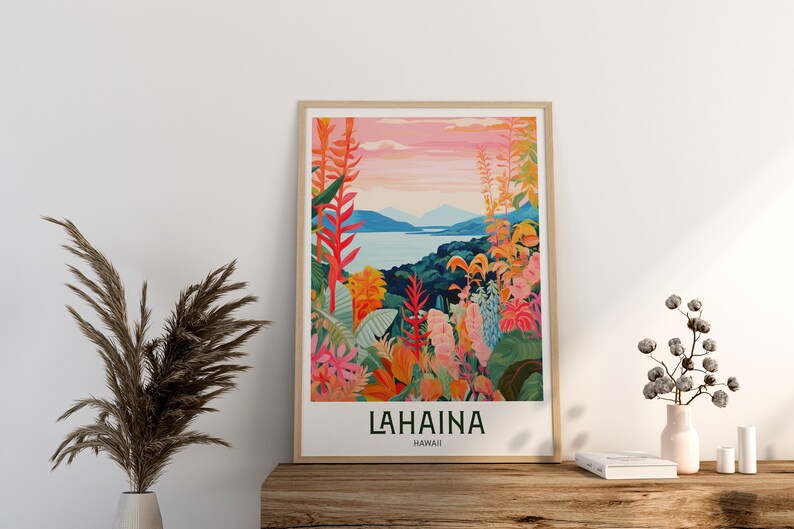 Lahaina Maui Art Print, Retro Hawaiian Travel Poster (digital Download ...