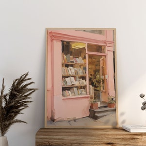 Vintage Library Poster Book Shop Print Book Lovers Gift Painting ...