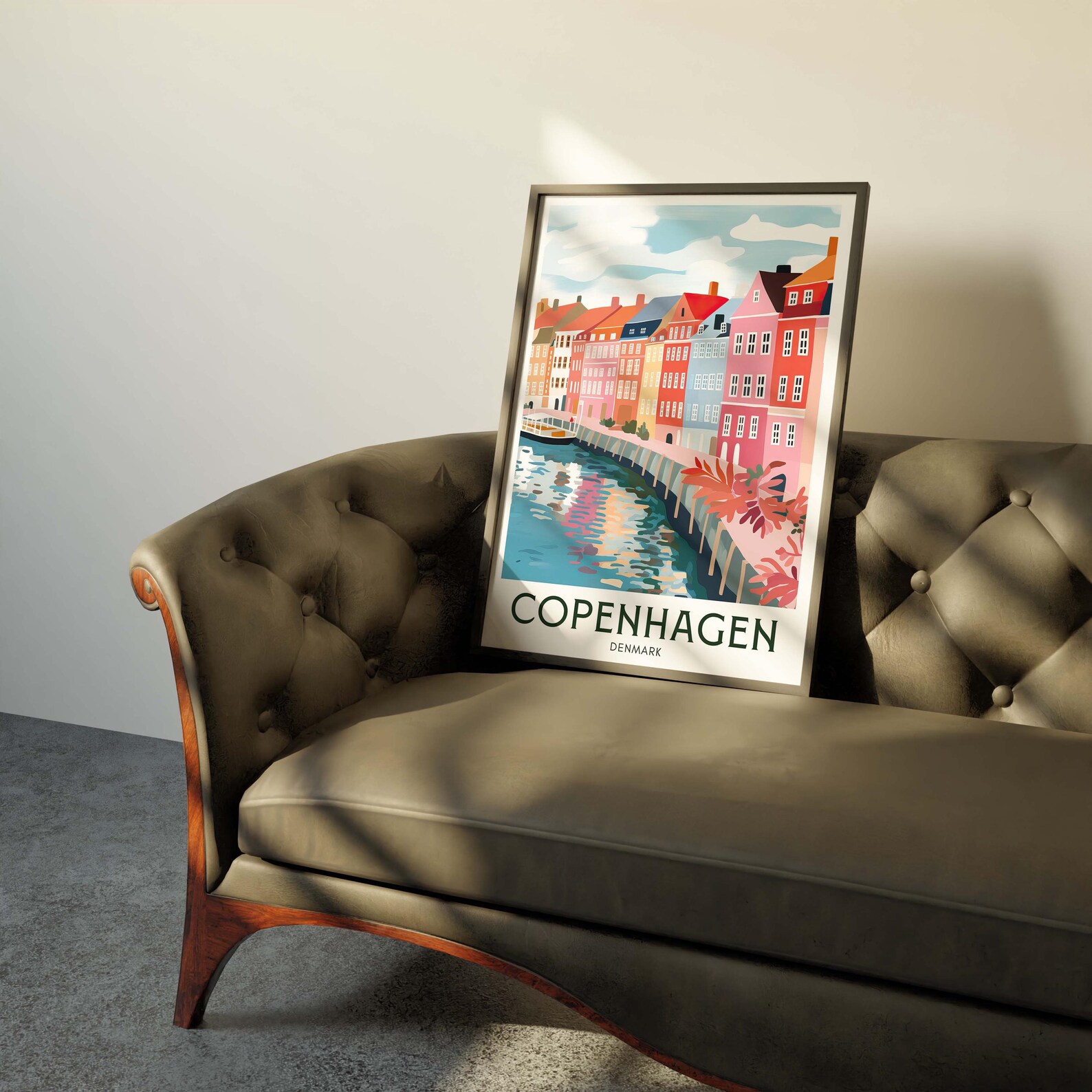 Copenhagen Travel Poster Denmark Digital Print Retro Wall Art ...