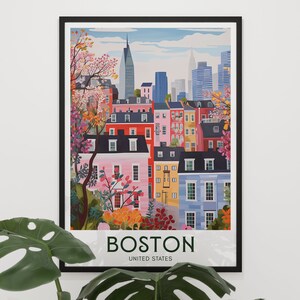 Boston Travel Poster United States Art Maximal Decor Mid Century Modern ...